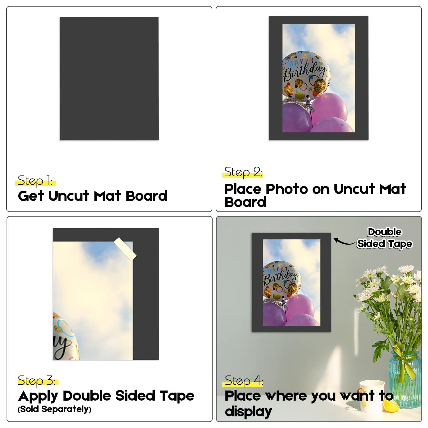 Golden State Art, Pack of 25 11X17 Black Uncut Mat Boards, Great for Photos, Pictures, Frames, Acid-Free, White-Core