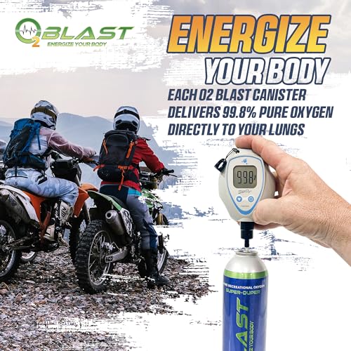 O2 Blast, Pure Oxygen Supplement, 10L Portable Can with Custom Breathing Mask for Respiratory Support, Elevate Oxygen Levels, Speed Recovery Time, Perfect for High Altitude & Sports Recovery (3-Pack)