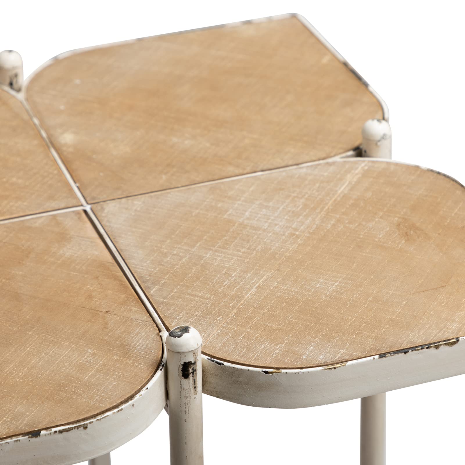 DOEWORKS Modern Four-Leaf Clover Shaped End Table, Vintage Living Room Coffee Table, Wood Sofa Side Table for Bedroom,Kitchen, Cafe