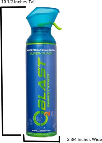 O2 Blast, Pure Oxygen Supplement, 10L Portable Can with Custom Breathing Mask for Respiratory Support, Elevate Oxygen Levels, Speed Recovery Time, Perfect for High Altitude & Sports Recovery (3-Pack)