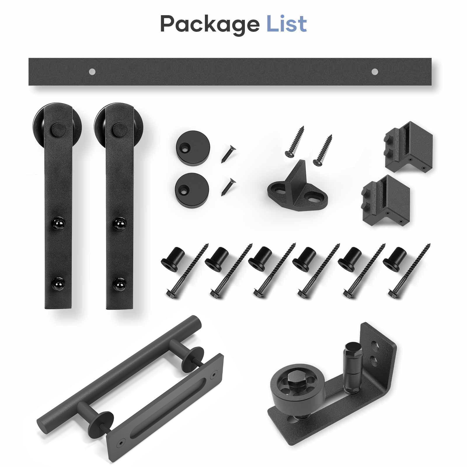 EaseLife 8 FT Sliding Barn Door Track and Handle Hardware Kit,Heavy Duty,Straight Pulley,Slide Smoothly Quietly,Easy Install (8FT Track Kit for 40"~48" Wide Single Door)