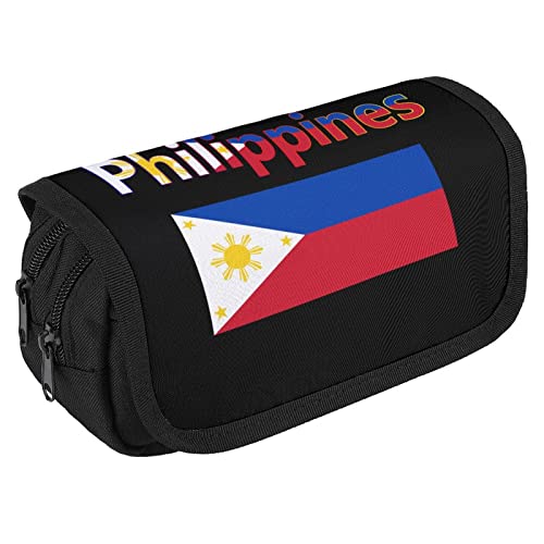 Flag of The Philippines Large Capacity Pencil Case Multi-Slot Pencil Bag Portable Pen Storage Pouch with Zipper