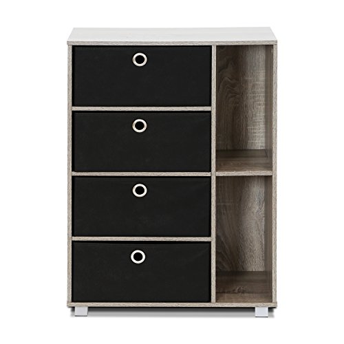 FURINNO Andrey Multipurpose Storage Cabinet, French Oak Grey/Black