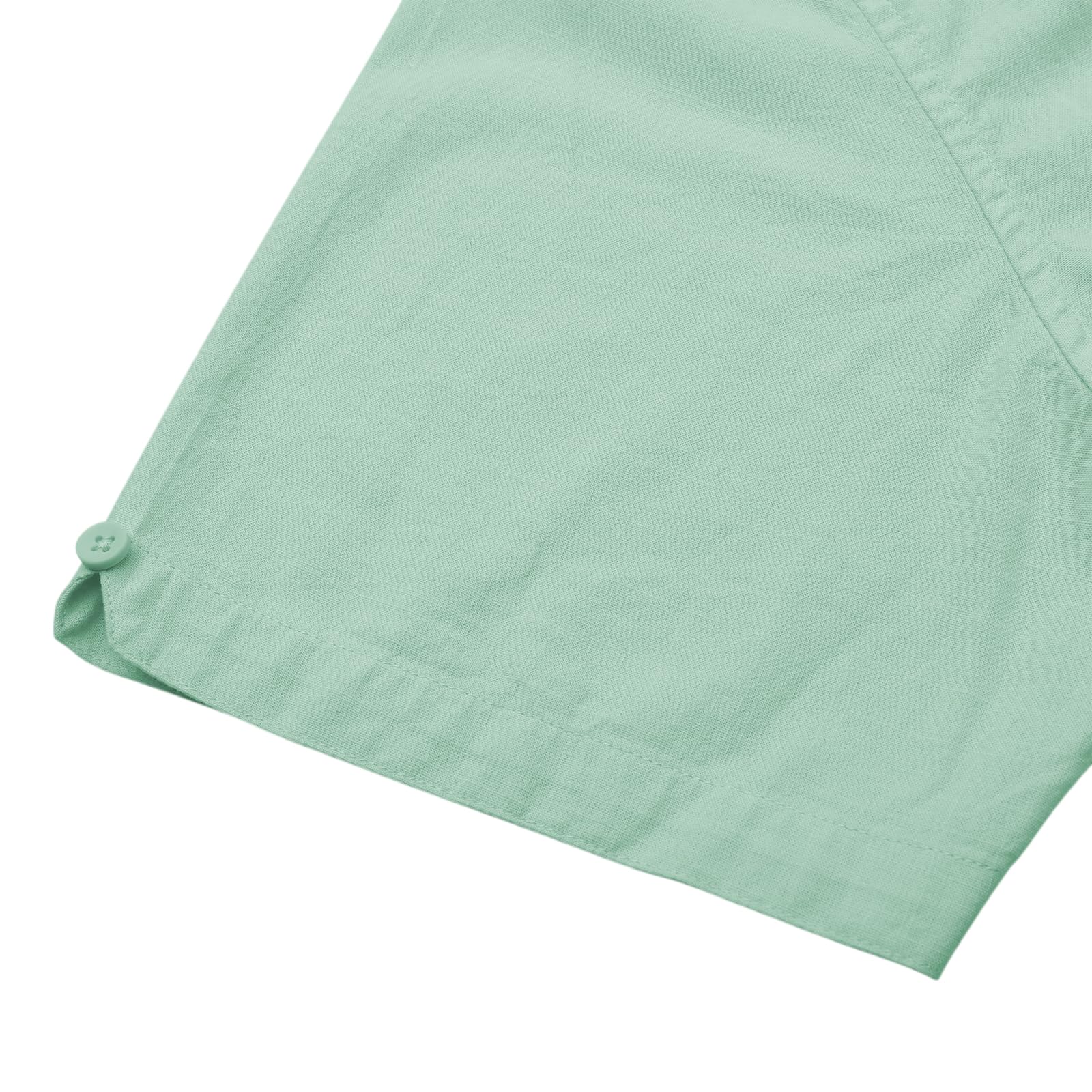 JEKAOYI Button Down Short Sleeve Linen Shirts for Men Summer Casual Cotton Spread Collar Beach Shirts Green