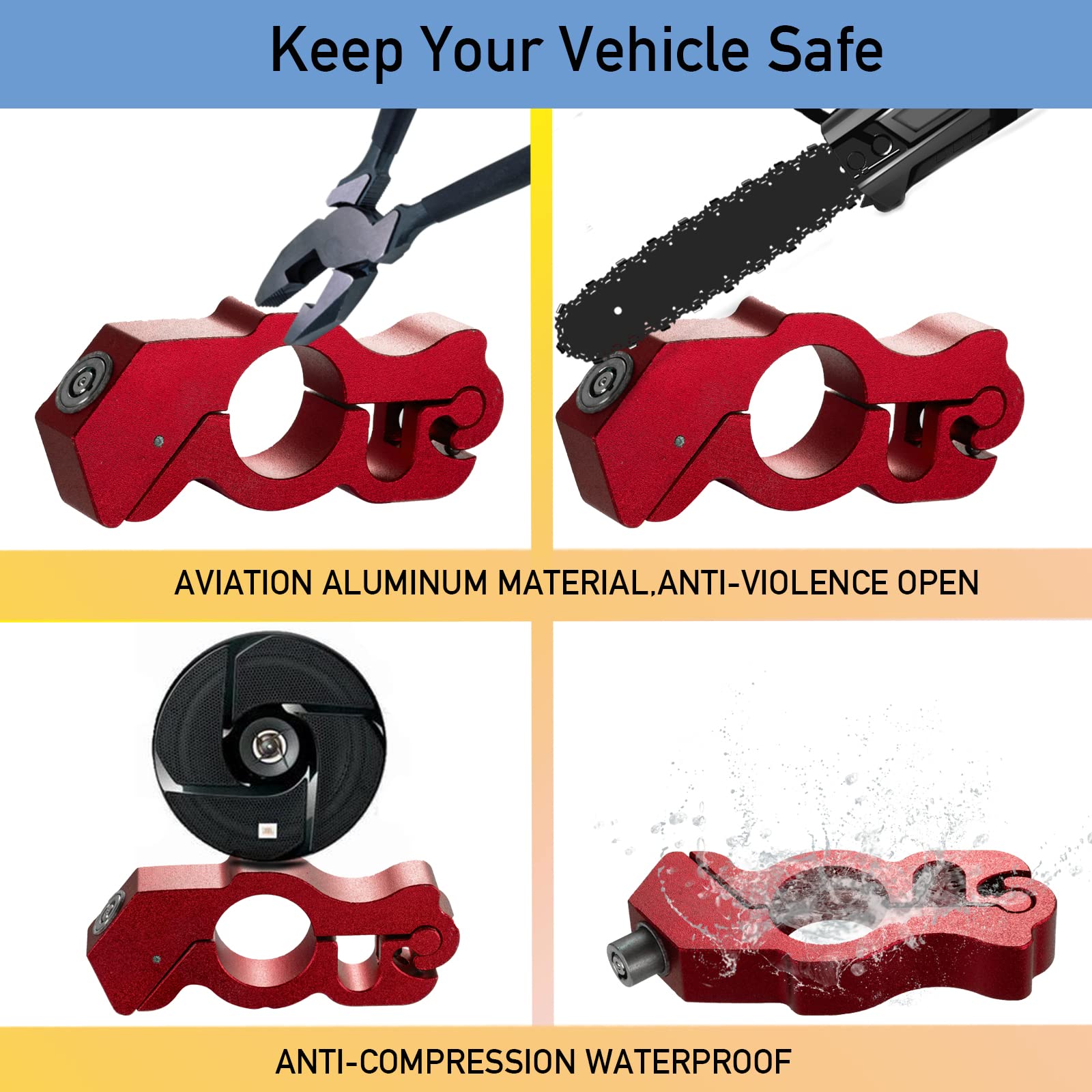 Motorcycle Locks Anti Theft - Motorcycle Lock Heavy Duty for Grip Lock Throttle Lock Brake Locks Anti Theft, Motorcycle Locks Front Brake on Dirt Bike Moped Lock & Motorcycle Accessories