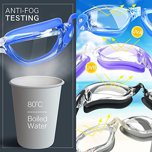 Elimoons Swim Goggles for Men Women Kids, Swimming Goggles Anti Fog UV Protection, 2 Pack