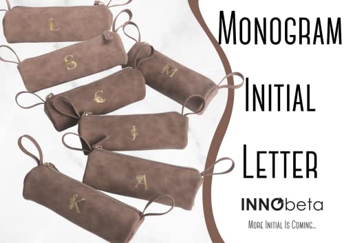 Personalized Leather Pencil Pouch, Zip Pouch, Leather Pouch with Initial, Marker Pouch, Makeup Bag, Leather Pencil Case, Gifts for Women, Coworker, Daughter, Friends, Monogram Initial Letter A