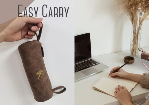 Personalized Leather Pencil Pouch, Zip Pouch, Leather Pouch with Initial, Marker Pouch, Makeup Bag, Leather Pencil Case, Gifts for Women, Coworker, Daughter, Friends, Monogram Initial Letter A