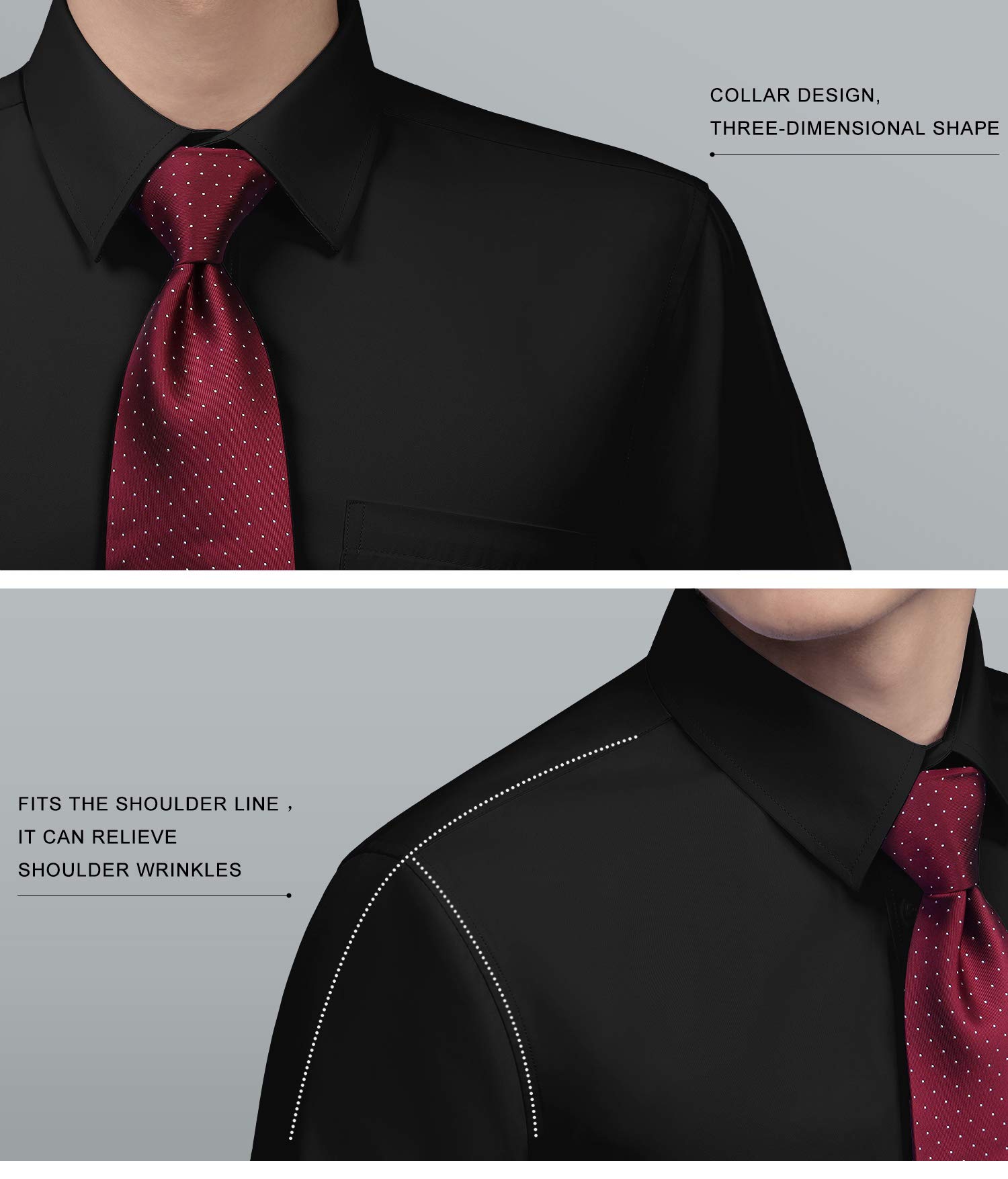 HISDERN Mens Black Dress Shirts Long Sleeve Casual Formal Button Down Shirt for Men Black Gold Plaid Inner Contrast Button Up Club Shirt