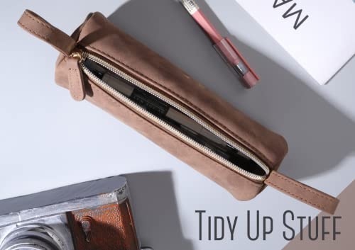 Personalized Leather Pencil Pouch, Zip Pouch, Leather Pouch with Initial, Marker Pouch, Makeup Bag, Leather Pencil Case, Gifts for Women, Coworker, Daughter, Friends, Monogram Initial Letter A