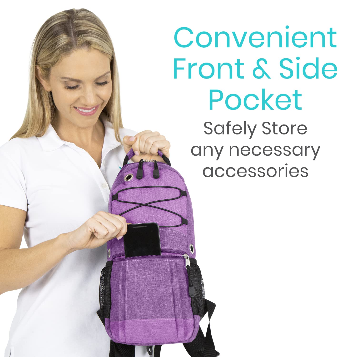 Vive Oxygen Tank Holder Bag - Portable Cylinder Backpack for Wheelchair & Walker - Adjustable Tank Carrying Accessories Bag for Shoulder, Rollator Walker, Scooter, Travel - Fits A, B, C, M2, ML6, M7