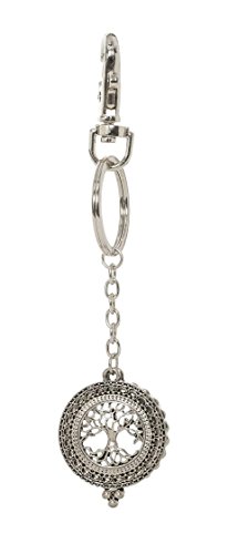 Tree of Life 4X Magnifying Glass Sliding Top Key Chain (Silver Tone)