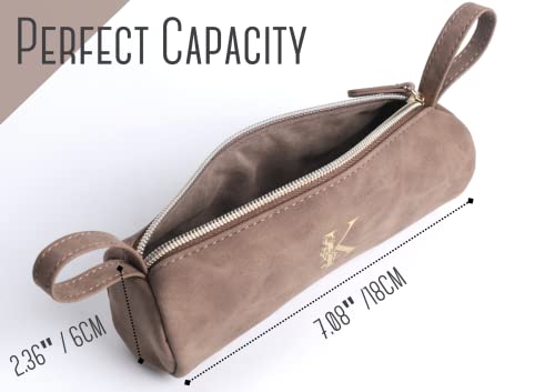 Personalized Leather Pencil Pouch, Zip Pouch, Leather Pouch with Initial, Marker Pouch, Makeup Bag, Leather Pencil Case, Gifts for Women, Coworker, Daughter, Friends, Monogram Initial Letter A