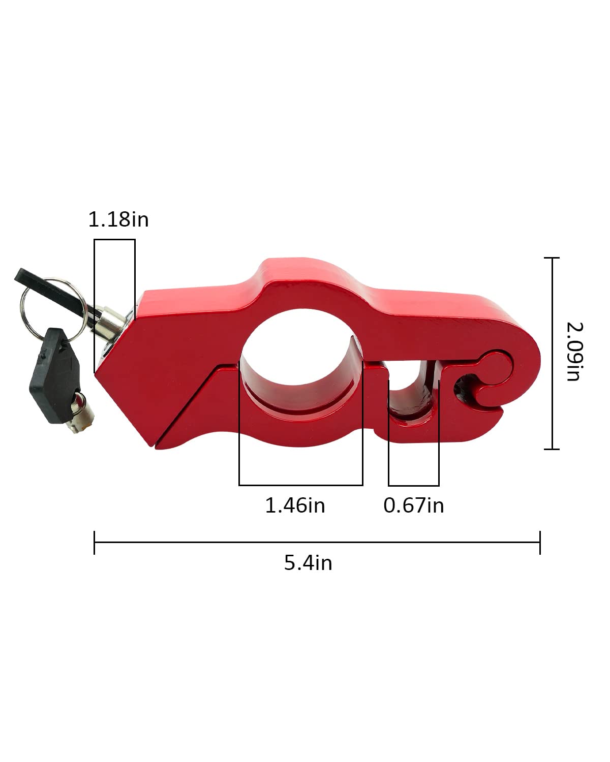 Lock Motorcycle, Heavy Duty Anti Theft Adjustable Bike Handlebar Lock with 2 Keys Protect Your Motorcycle Street ATV Red