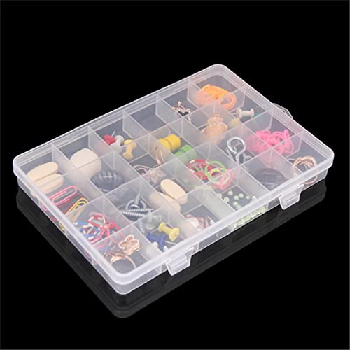 4PCS Clear Plastic Organizer Box, 24 Grids Jewelry Dividers Storage Container DIY Parts Storage Box for Bead, Rings, Jewelry,Screws, Handicrafts