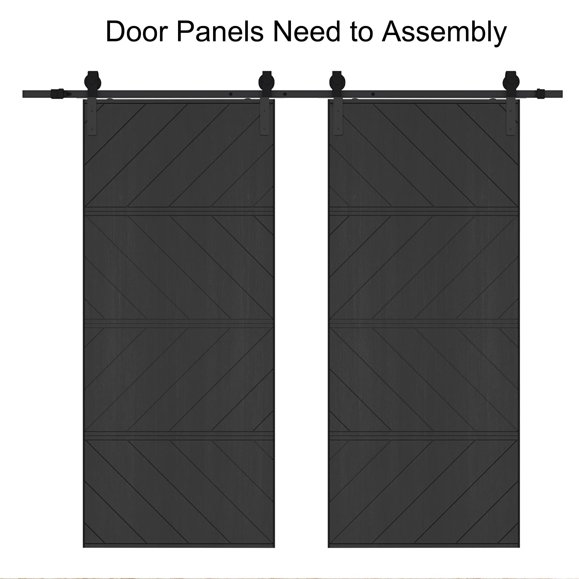 BARNER HOME 72"(Double 36") x 84" Sliding Barn Door, MDF, with Waterproof Surfac, DIY Assemble, Pre-drilled Barn Door Slab with Installation Hardware Kit, Black