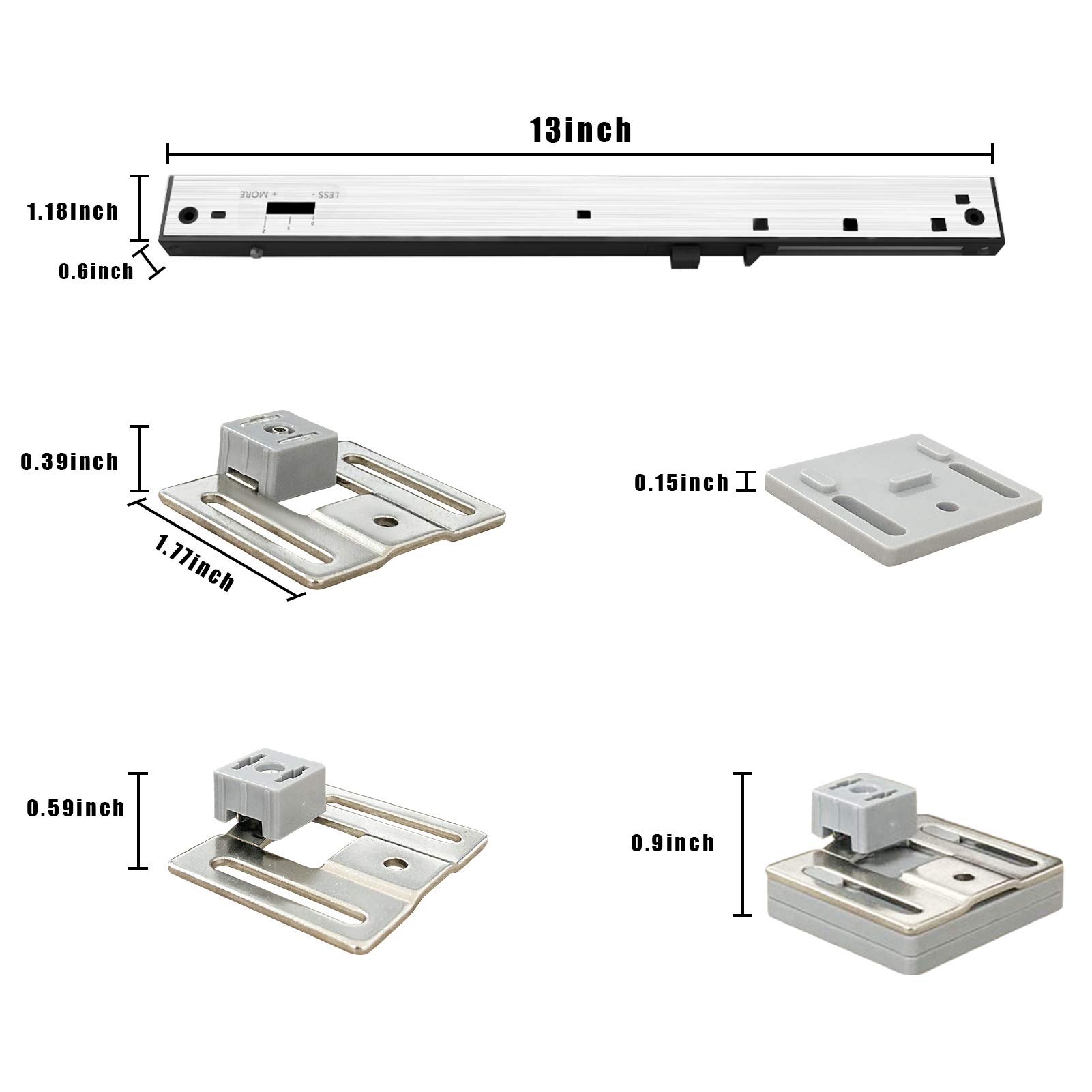2PCS Stainless Steel Barn Door Soft Close Mechanism, Adjustable Tension Spring Buffer Damper, Hole-Free/Drilling Perfect for Silver Flat Track for Door Weight 77-132 Pounds with Actuator Spacers