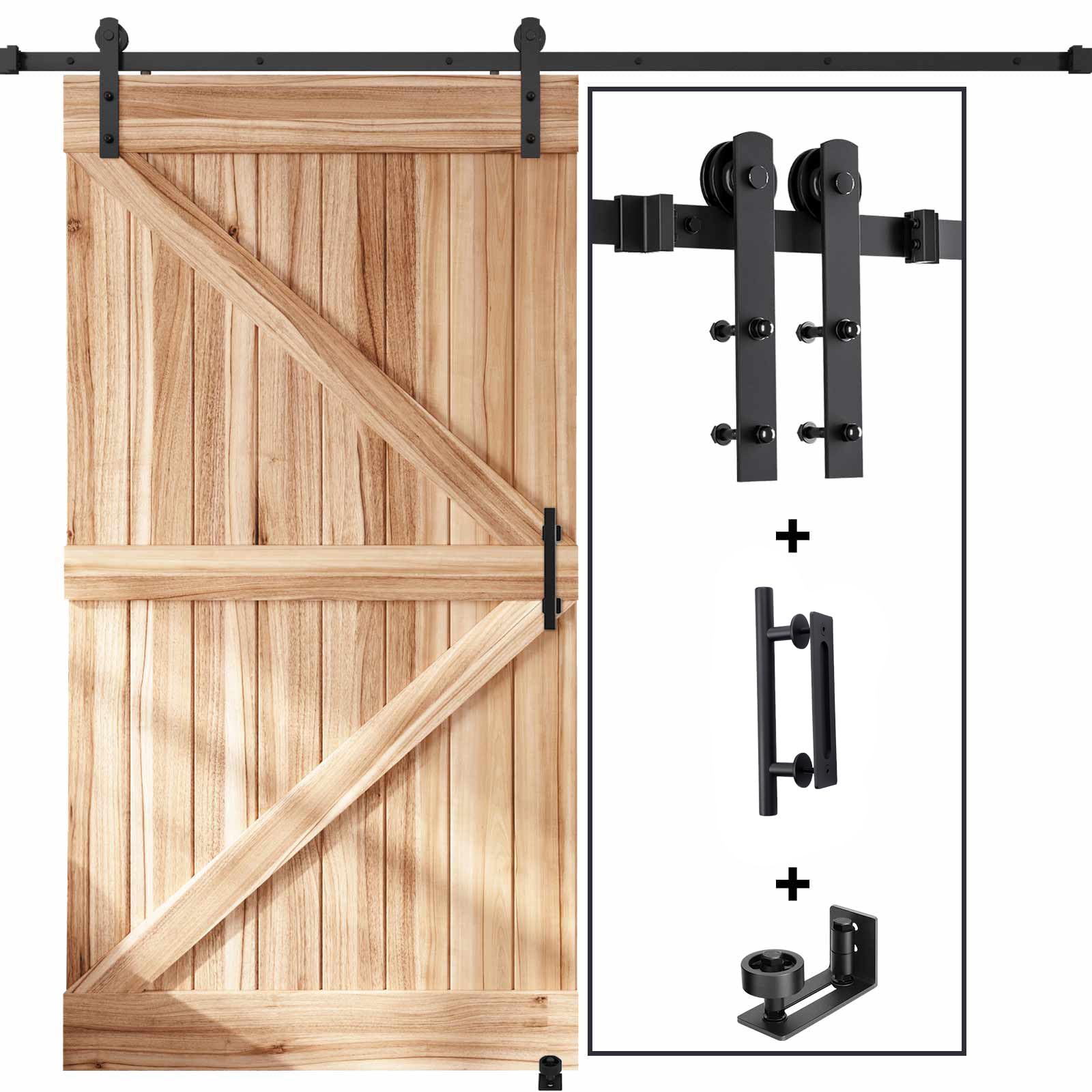 EaseLife 8 FT Sliding Barn Door Track and Handle Hardware Kit,Heavy Duty,Straight Pulley,Slide Smoothly Quietly,Easy Install (8FT Track Kit for 40"~48" Wide Single Door)
