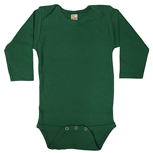 Laughing Giraffe Baby Long Sleeve Onesie - 100% Cotton (3-6 Months, Kelly Green)