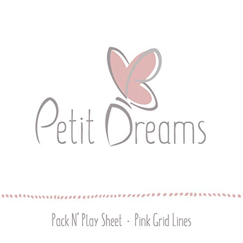Petit Dreams Pack N Play Mini-Crib Sheet Jersey Knit Cotton for Baby Girl Flexible Fit for Standard Mini-Crib Mattresses, Dotted Stripes, Pink