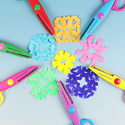 LovesTown Paper Edge Scissor Set, 6 Pcs Shape Scissors and 1 PCS Safe Scissors Designs Pattern Scissors Craft Art Scissors for DIY Photos Album Scrapbooking