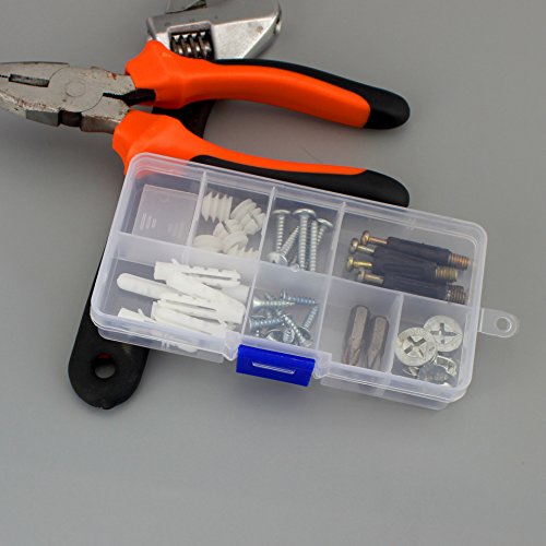 Arinasowa Blue Button Clear Plastic Jewelry Box Organizer Storage 10 Grids