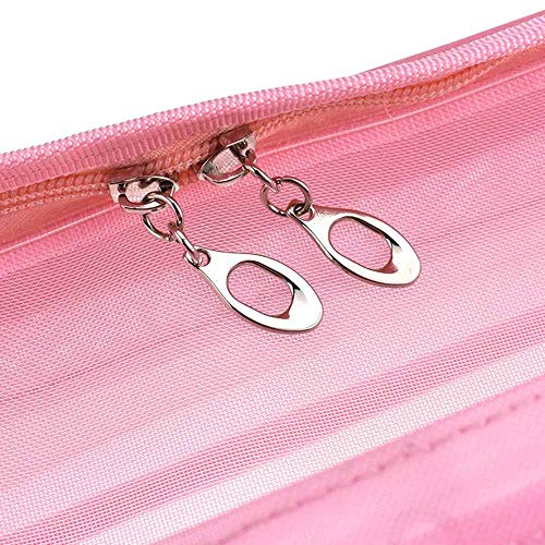 Knitting Bag, Yarn Tote Bag for Knitting Projects, Mesh with Zipper Closure Organizer Case Storage Bag for Arts Crafts, Sewing, Needlework, Yarn Projects,13.7''x7.5''x5.9'',Rose Red