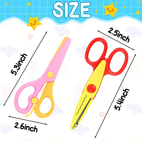 LovesTown Paper Edge Scissor Set, 6 Pcs Shape Scissors and 1 PCS Safe Scissors Designs Pattern Scissors Craft Art Scissors for DIY Photos Album Scrapbooking