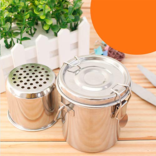EXCEART Stainless Steel Brush Washer Portable Leak-Proof Artist Paint Brush Cleaner with Lid Removable Filter Screen for Oil Painting