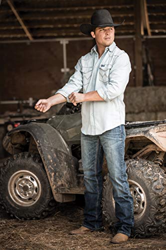 Wrangler Men's Western Work Shirt Washed Finish, Stonewashed, X-Large