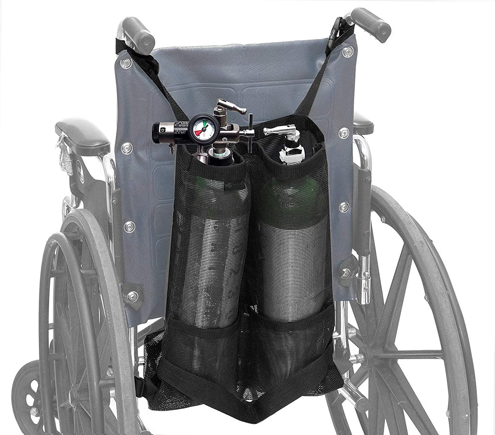 HSRG Double Oxygen Cylinder Bag, Portable Wheelchair Tank Carry Backpack Bag Holder Fits D and E Cylinders Bottle, for & Walker