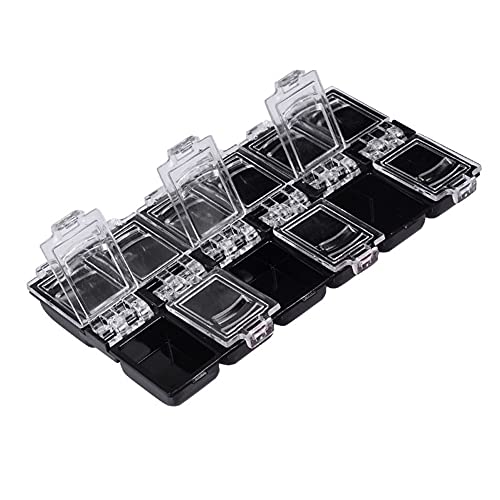 1 Piece Plastic Jewelry Box Organizer Nail Art Storage Box 12 Grid Plastic Storage Box Jewelry Storage Box Rhinestone Organizer Container Case Plastic Bead Case Storage, Black