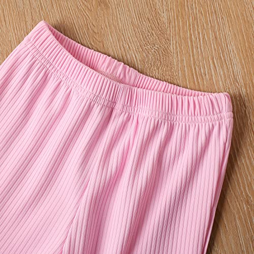 Melaogoy Toddler Baby Girl Clothes Outfit Long Sleeve Sweatsuit Set Solid Top+Pants+Hat 3PCS(2-3T Pink)