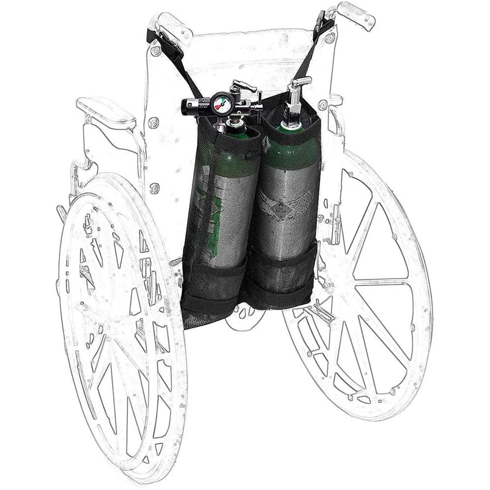 HSRG Double Oxygen Cylinder Bag, Portable Wheelchair Tank Carry Backpack Bag Holder Fits D and E Cylinders Bottle, for & Walker