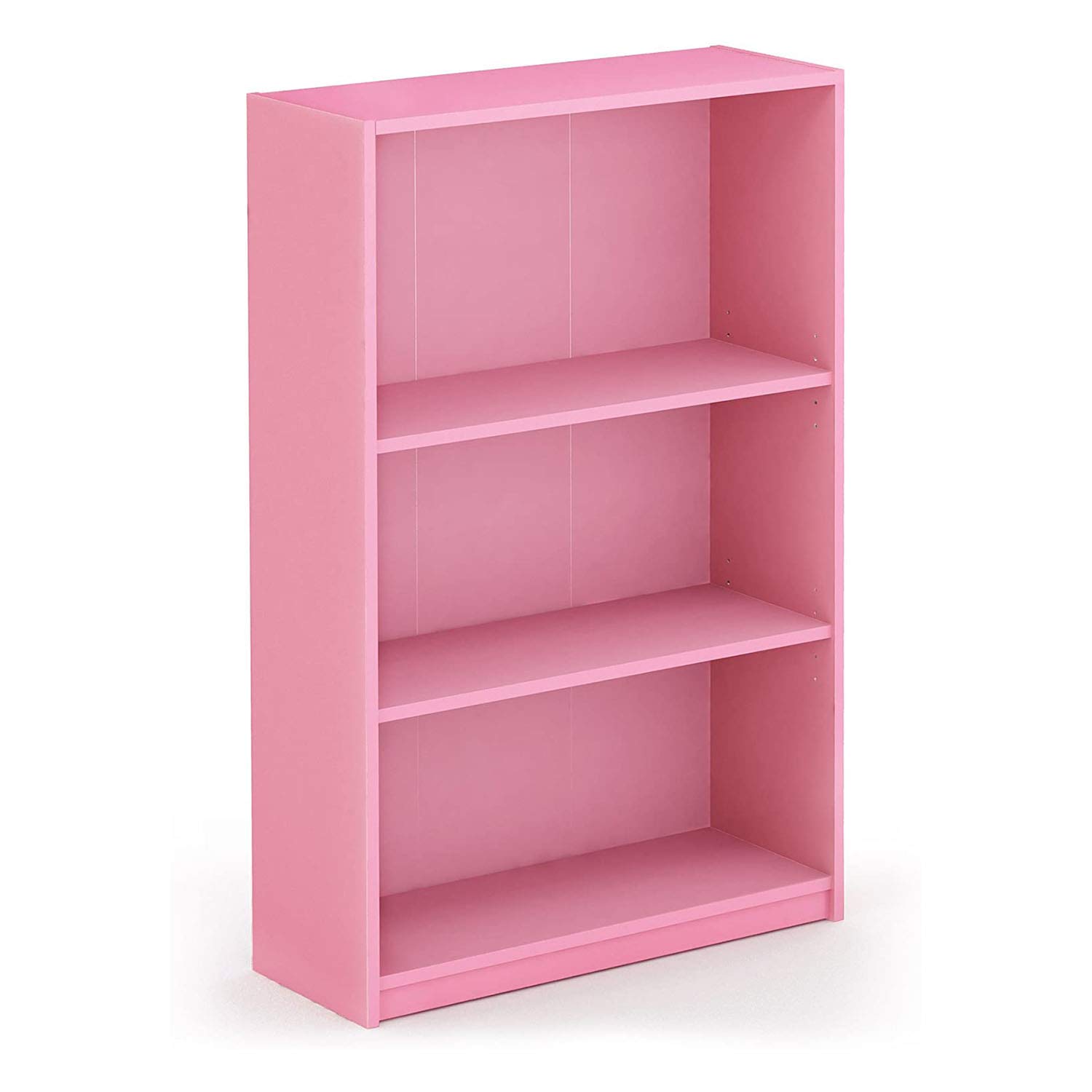Furinno Jaya Simple Home 3-Tier Bookcase and Turn-N-Tube 3-Tier Corner Display Rack (Pink/White)