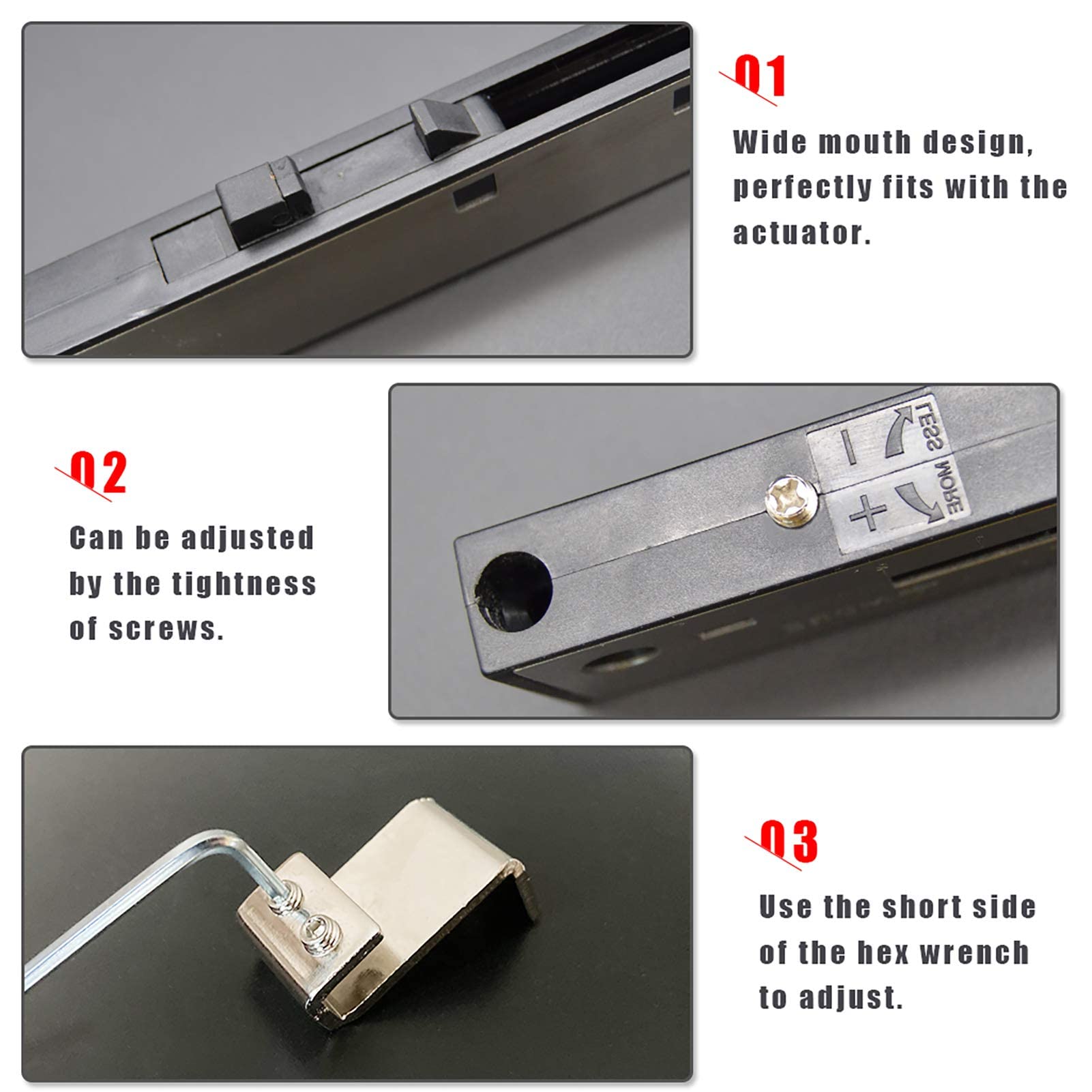 2PCS Stainless Steel Barn Door Soft Close Mechanism, Adjustable Tension Spring Buffer Damper, Hole-Free/Drilling Perfect for Silver Flat Track for Door Weight 77-132 Pounds with Actuator Spacers