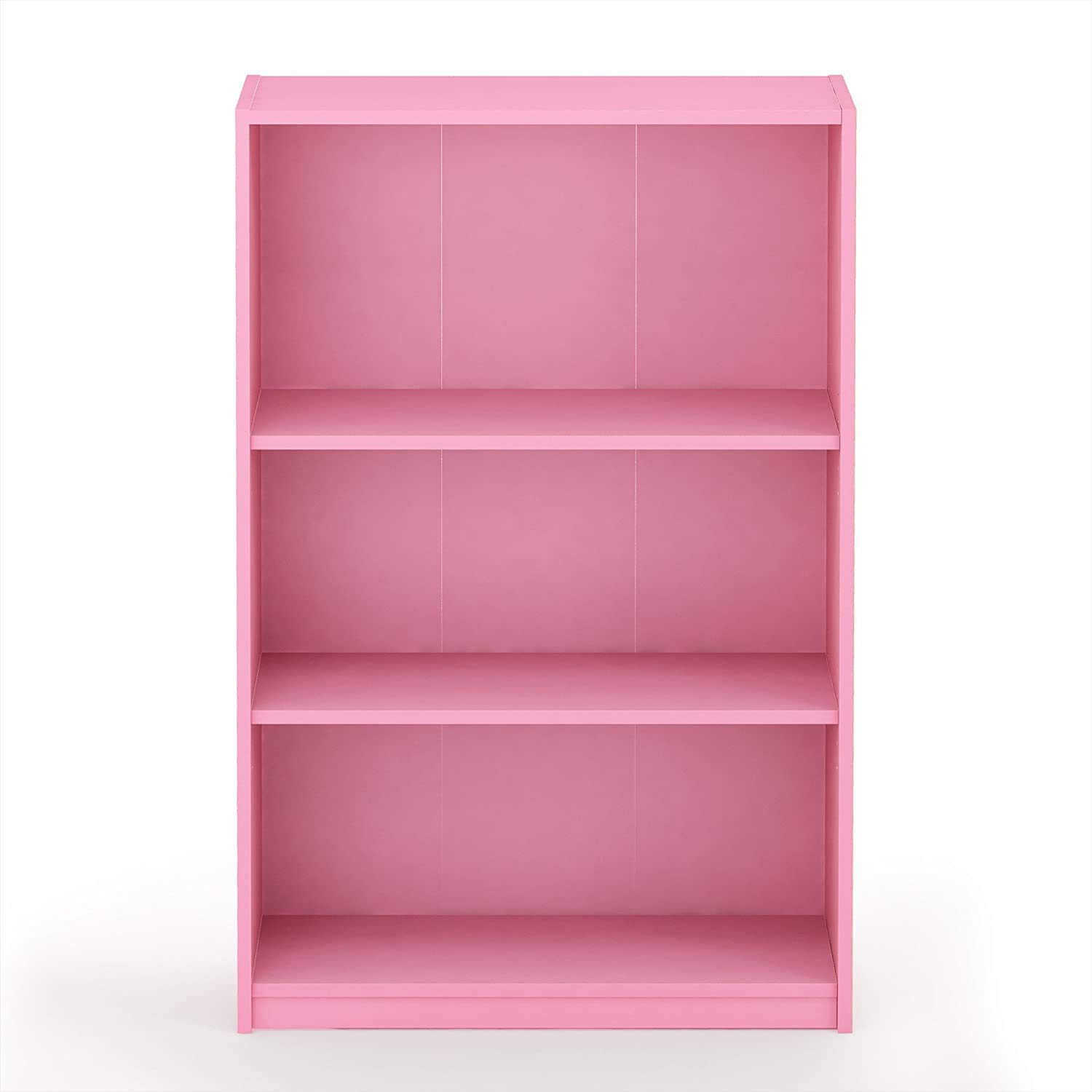 Furinno Jaya Simple Home 3-Tier Bookcase and Turn-N-Tube 3-Tier Corner Display Rack (Pink/White)