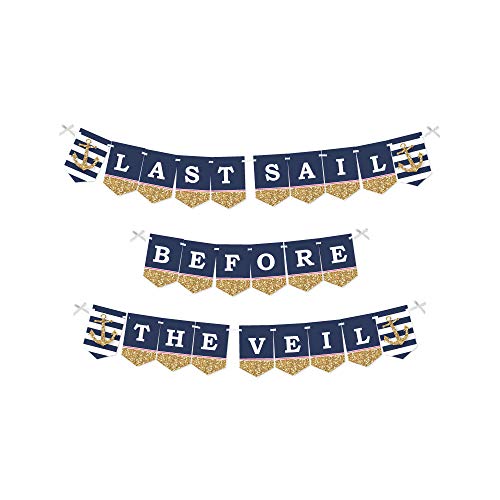 Big Dot of Happiness Last Sail Before the Veil - Nautical Bridal Shower and Bachelorette Party Bunting Banner - Bridal and Bachelorette Party Decorations