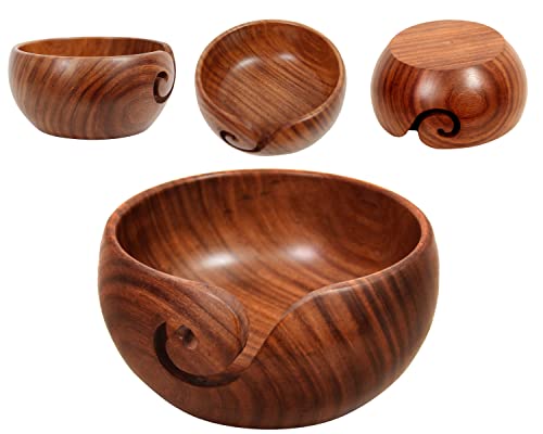 Humaira Nautical Wooden Yarn Bowl Knitting Bowl Large Crochet Yarn Holder Handmade Crocheting Accessories and Supplies Organizer