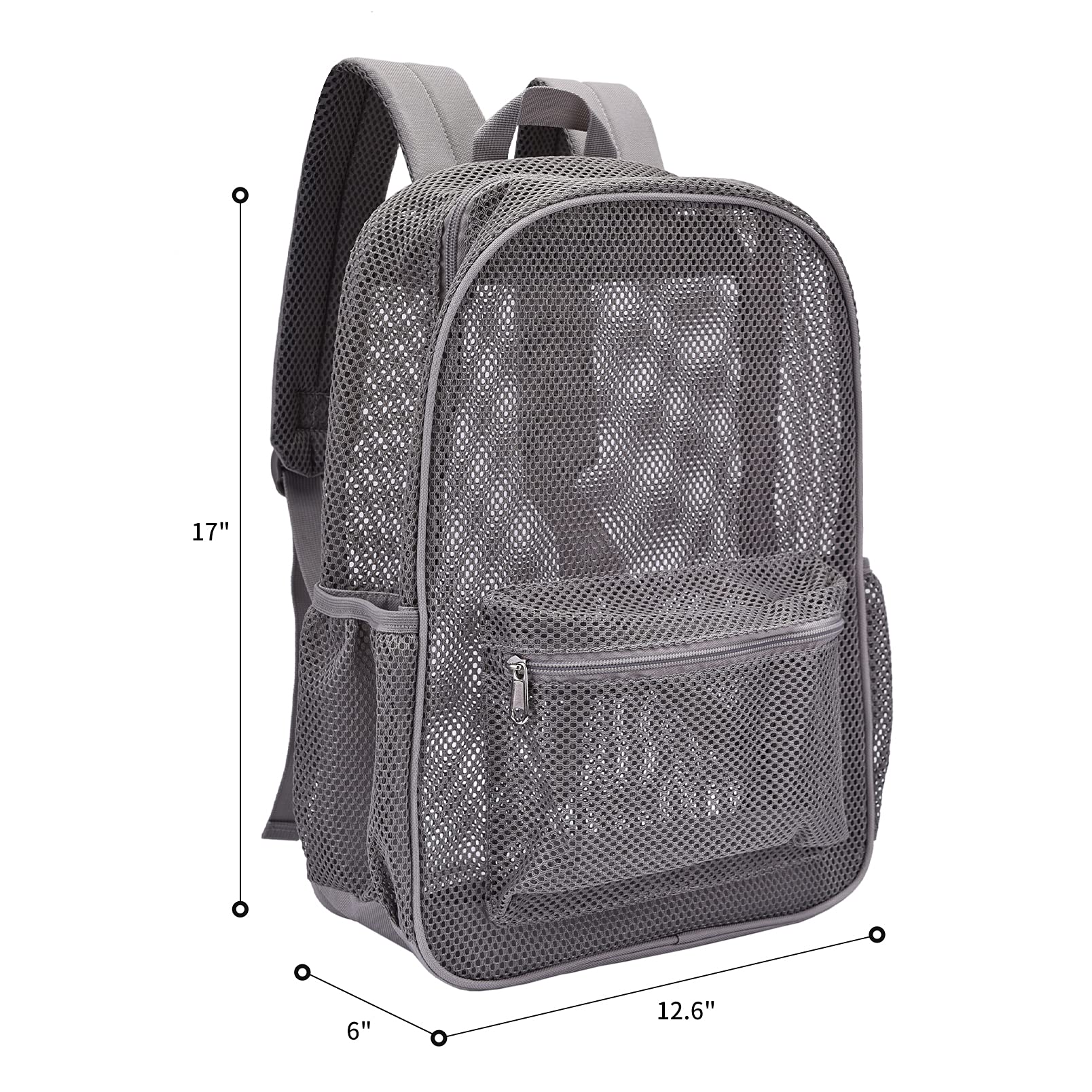 USPECLARE Heavy Duty Semi-Transparent Mesh Backpack,See Through College Student Backpack (Grey)