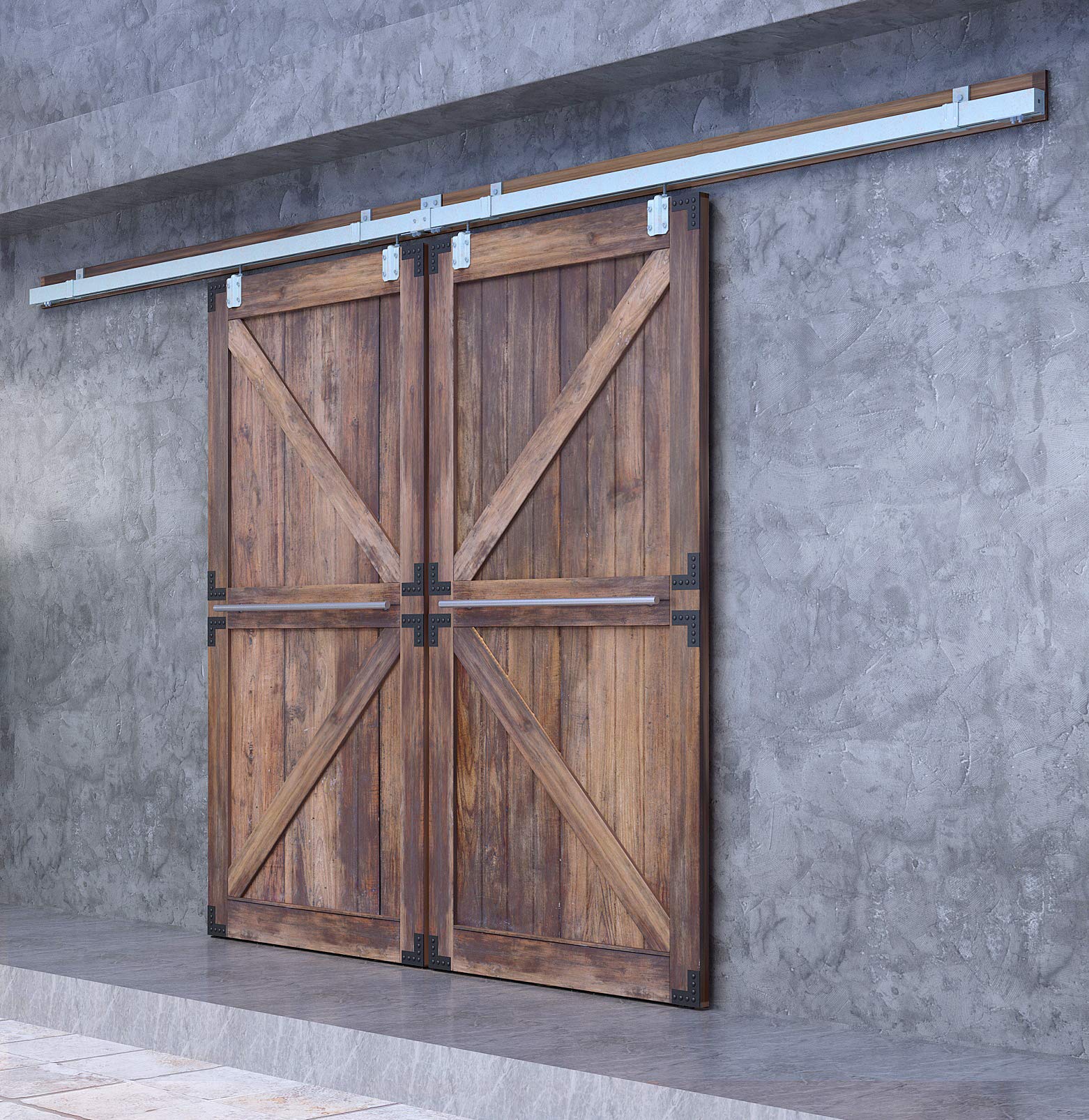 DIYHD 10FT Box Track Double Sliding Barn Door Hardware