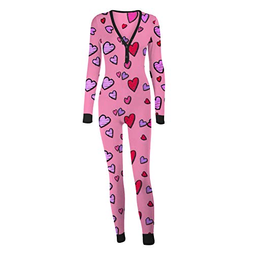 Women's Sexy Deep V Neck Bodycon Jumpsuit Butt Flap Pajamas Long Sleeve Romper Overall Sleepwear S-3XL