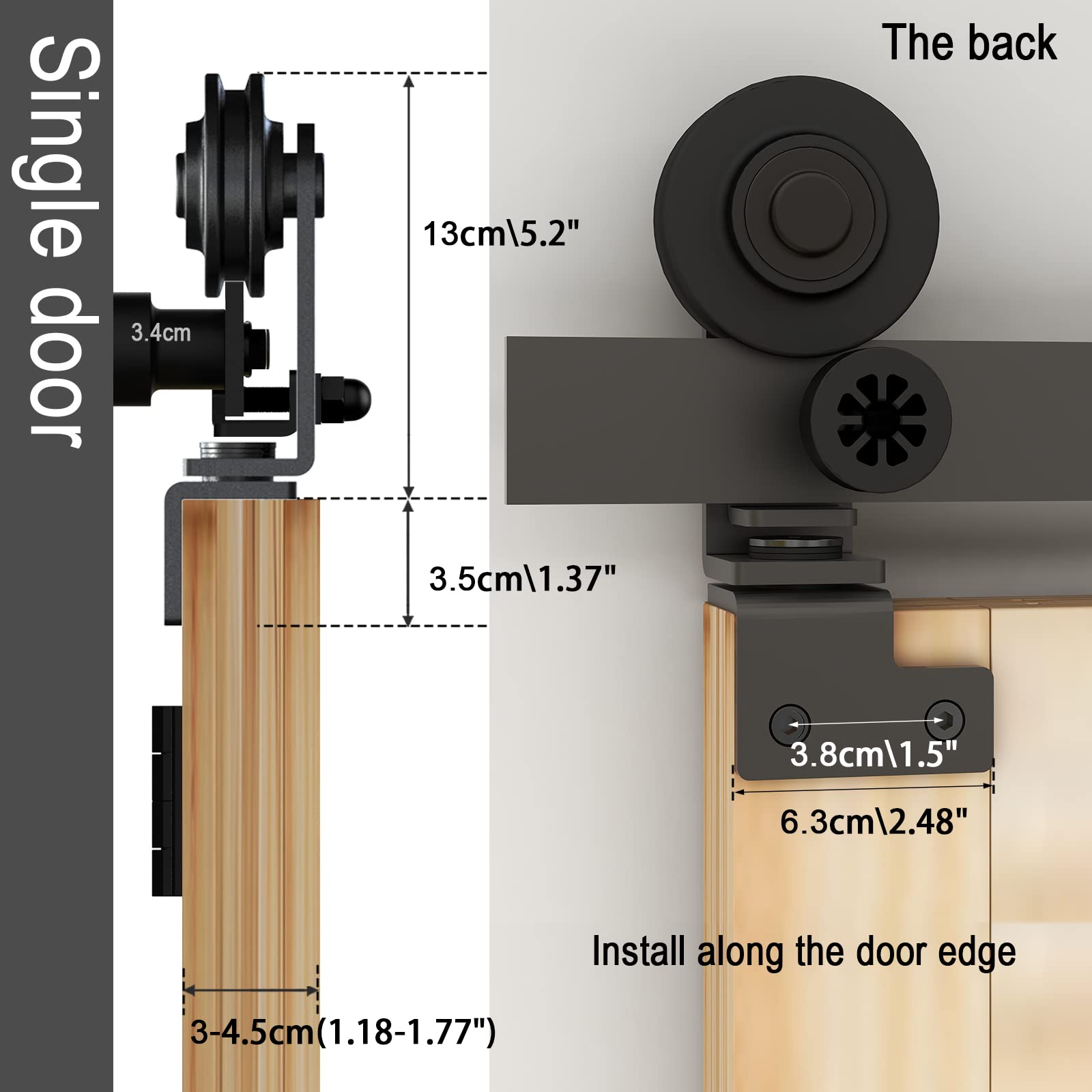 CCJH 3FT/36'' Bi-Folding Sliding Barn Door Hardware Kit Heavy Duty for 2 Doors[Hardware Kit Only, No Door ]