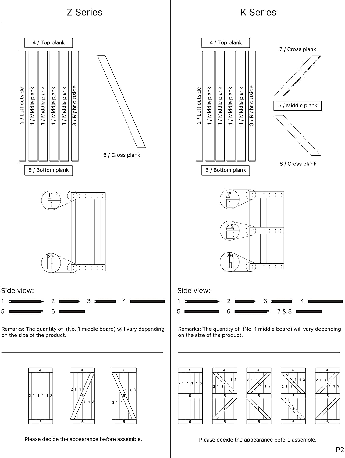 Coast Sequoia 24in/30in/36in/38in/42inX84in K Series DIY Solid Interior Knotty Wood Painted Barn Door Without Hardware Kit (Aged Barrel, 36 in x 84 in)