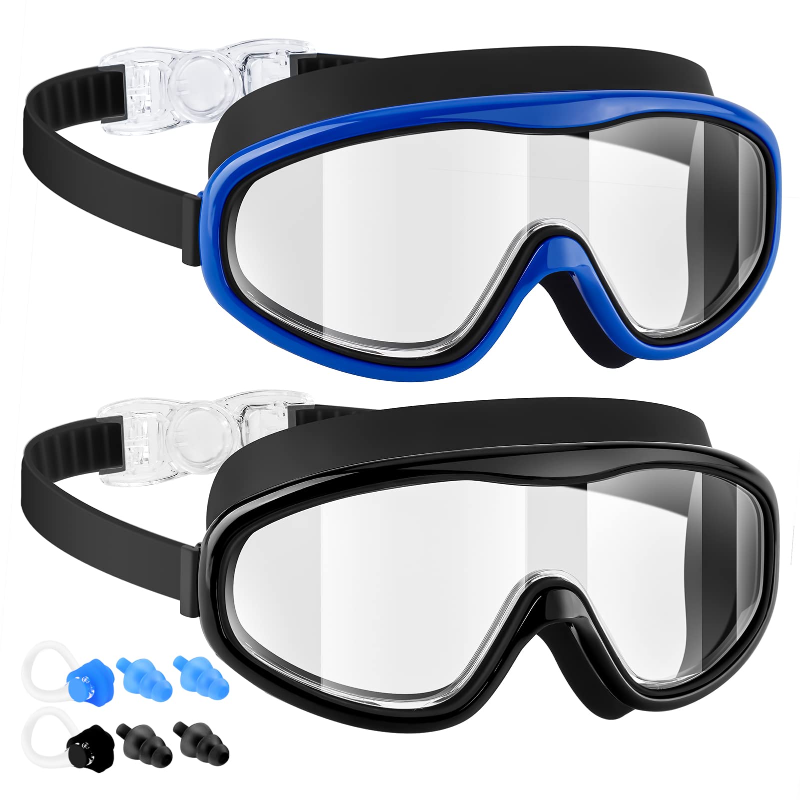 LOEO Swim Goggles, Adult 2 Pack-Wide View Swimming Goggles for Men Women Youth Teens, UV Protection Swim Goggles