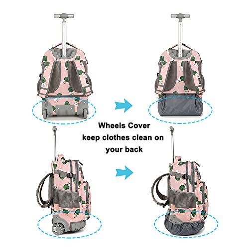 Tilami Rolling Backpack 19 inch with Lunch Bag Wheeled Laptop Backpack (Cactus)