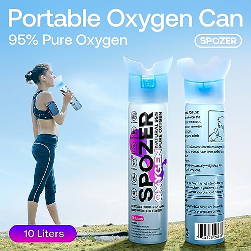 SPOZER Oxygen Cylinder 95% Pure Oxygen 10 Liter Portable Can, Portable Oxygen, Ideal for High Altitude & Reduce Recovery Time, 6 Oxygen Tanks