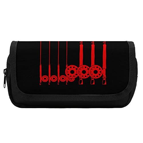 Fly Fishing American Flag Large Capacity Pencil Case Multi-Slot Pencil Bag Portable Pen Storage Pouch with Zipper