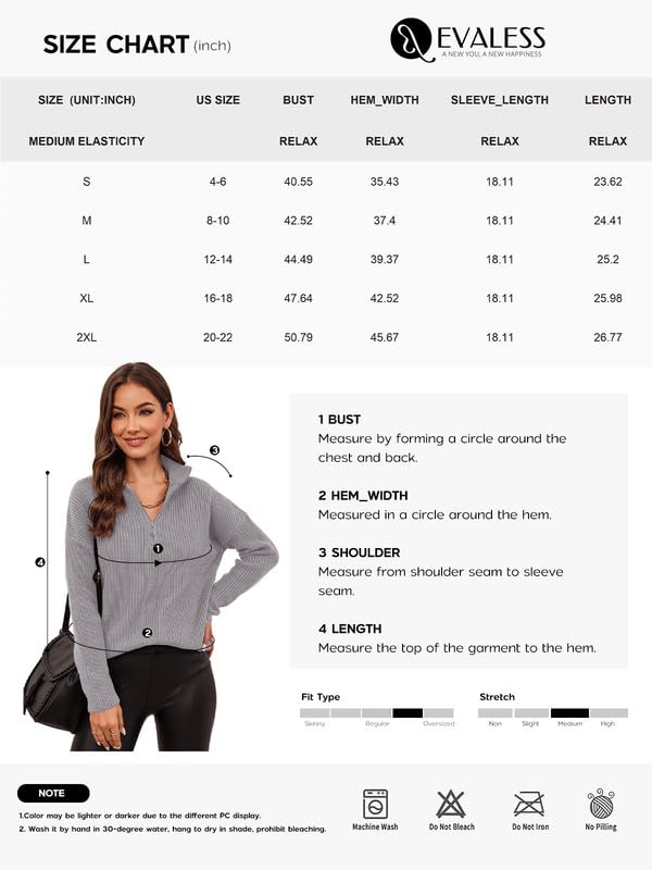 EVALESS Plus Size Sweaters for Women Long Sleeve Fall Tops Trendy 2024 Cute Rib Knit Quarter Zip Pullover Chunky Sweaters Dressy Casual Winter Outfits Ladies Oversized Light Blue Sweater, XX-Large
