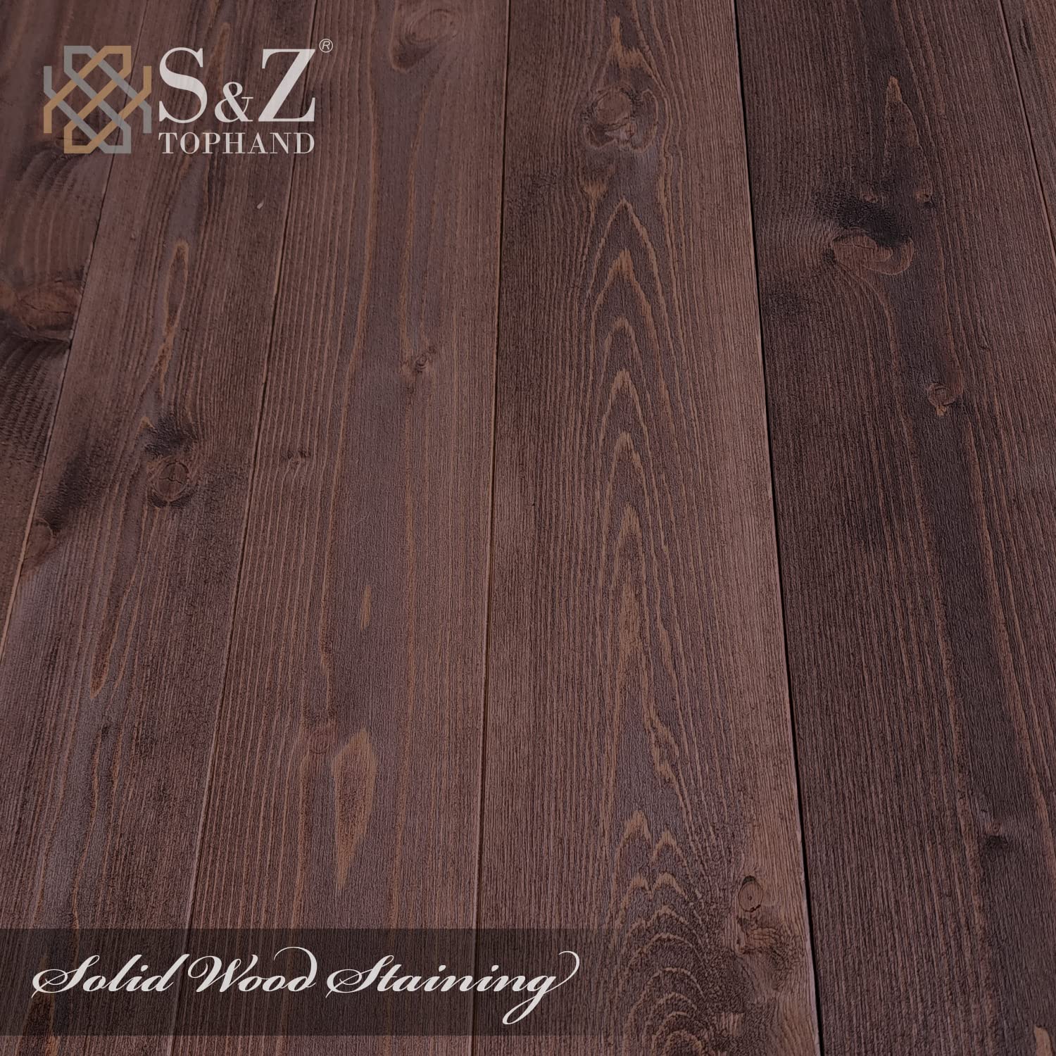 S&Z TOPHAND® 36 in x 84 in Brown British Brace Knotty Barn Door with 6.6FT Sliding Door Hardware Kit/Double -Sided Door Handle/Solid Wood/Double Surfaces/Simple Assembly is Required